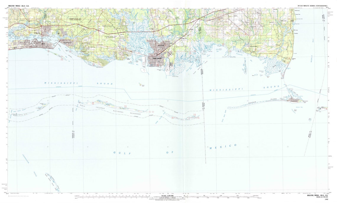 Biloxi (MS) Map - 1982 - Nautical Chart Print - Etsy