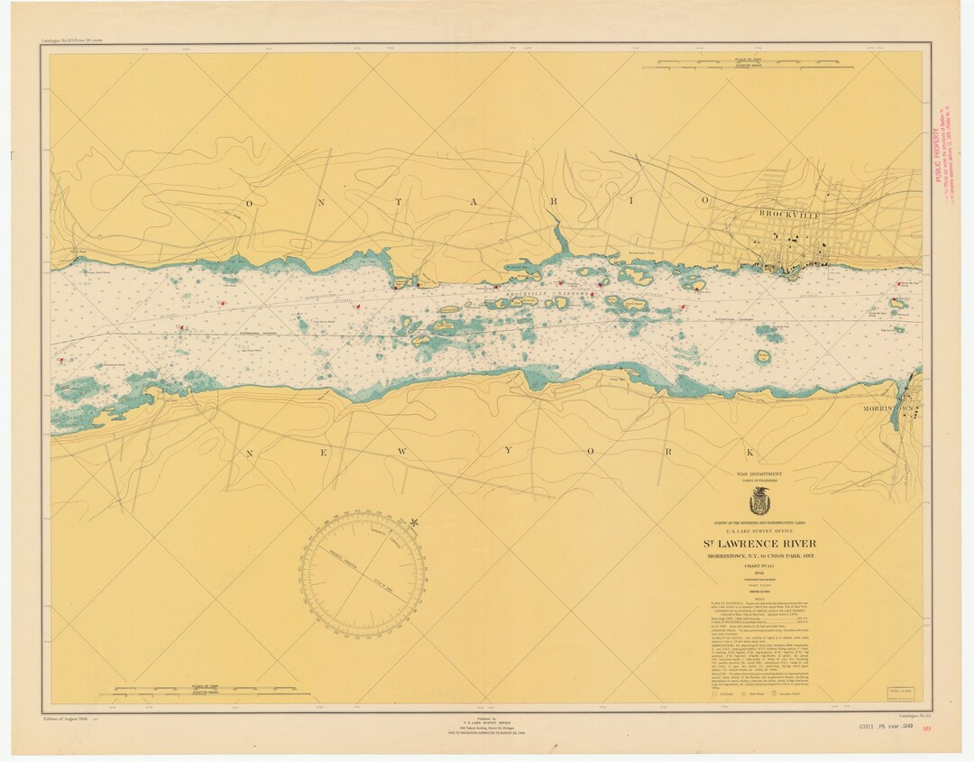 St. Lawrence River Map - Chart #113 1946 - Nautical Chart Print - Etsy