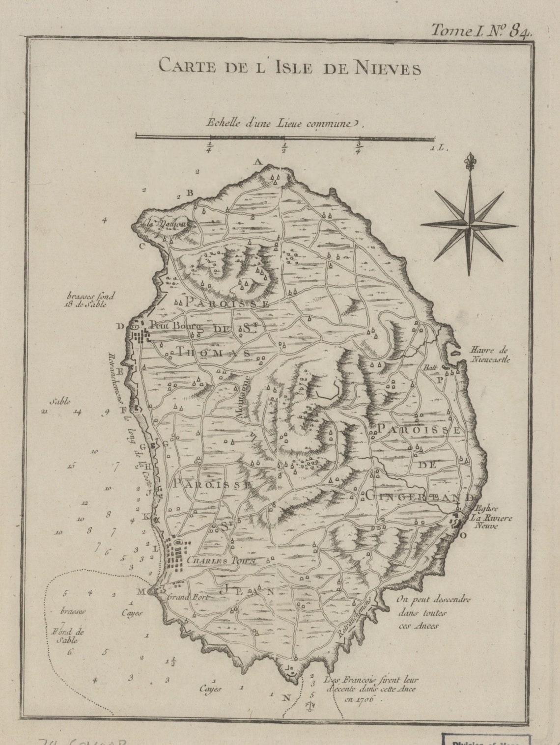 Nevis Island Map - Nautical Chart Print - Etsy