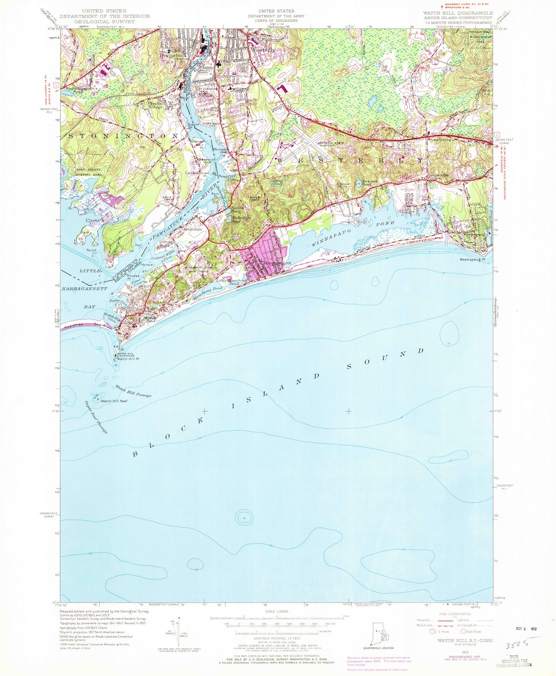 Watch Hill (RI) Map - 1953 - Nautical Chart Print - Etsy