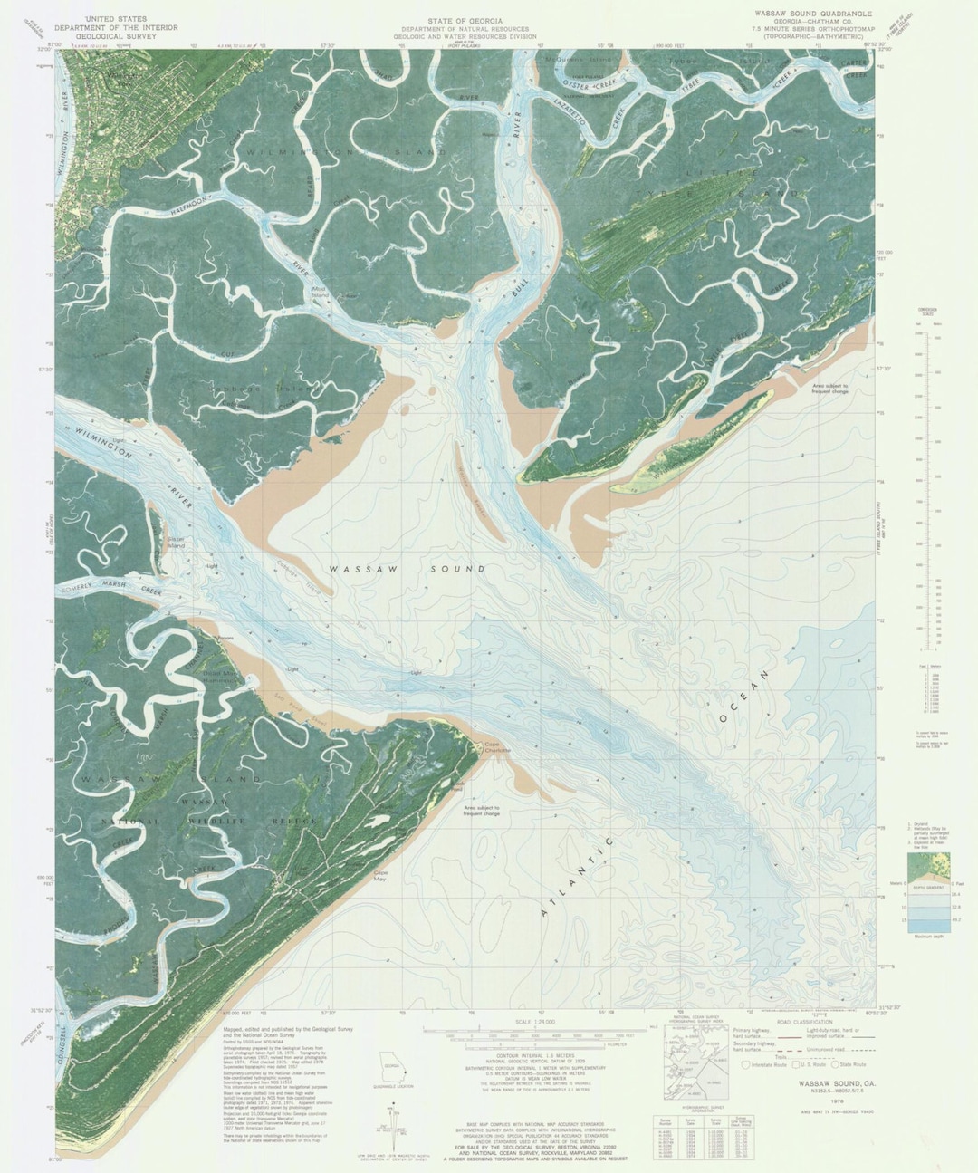 Wassaw Sound Map 1978 - Nautical Chart Print - Etsy
