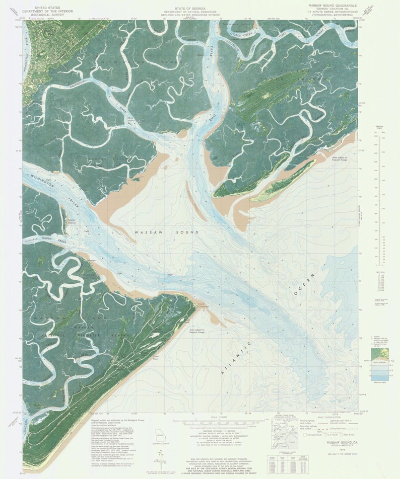 Wassaw Sound Map 1978 - Nautical Chart Print - Etsy
