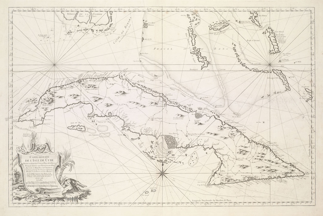 Cuba Map - 1762 - Nautical Chart Print (sepia) - Etsy
