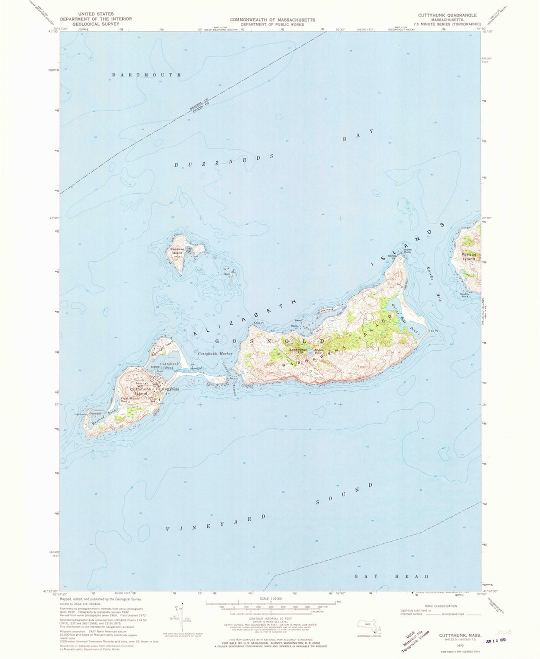 Cuttyhunk Island Map 1972 - Nautical Chart Print - Etsy