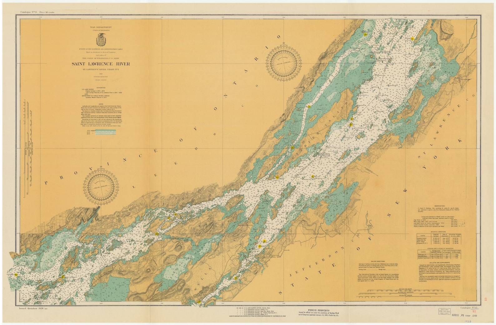 St Lawrence River Chart 5 1928 Nautical Chart Print - Etsy