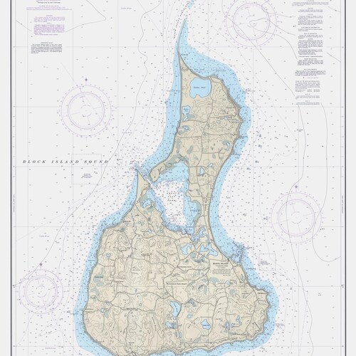 Block Island Map 1914 violet Nautical Chart Print - Etsy