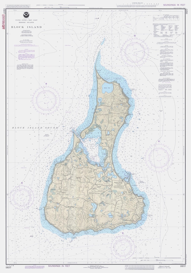 Block Island Map 1991 Nautical Chart Print - Etsy