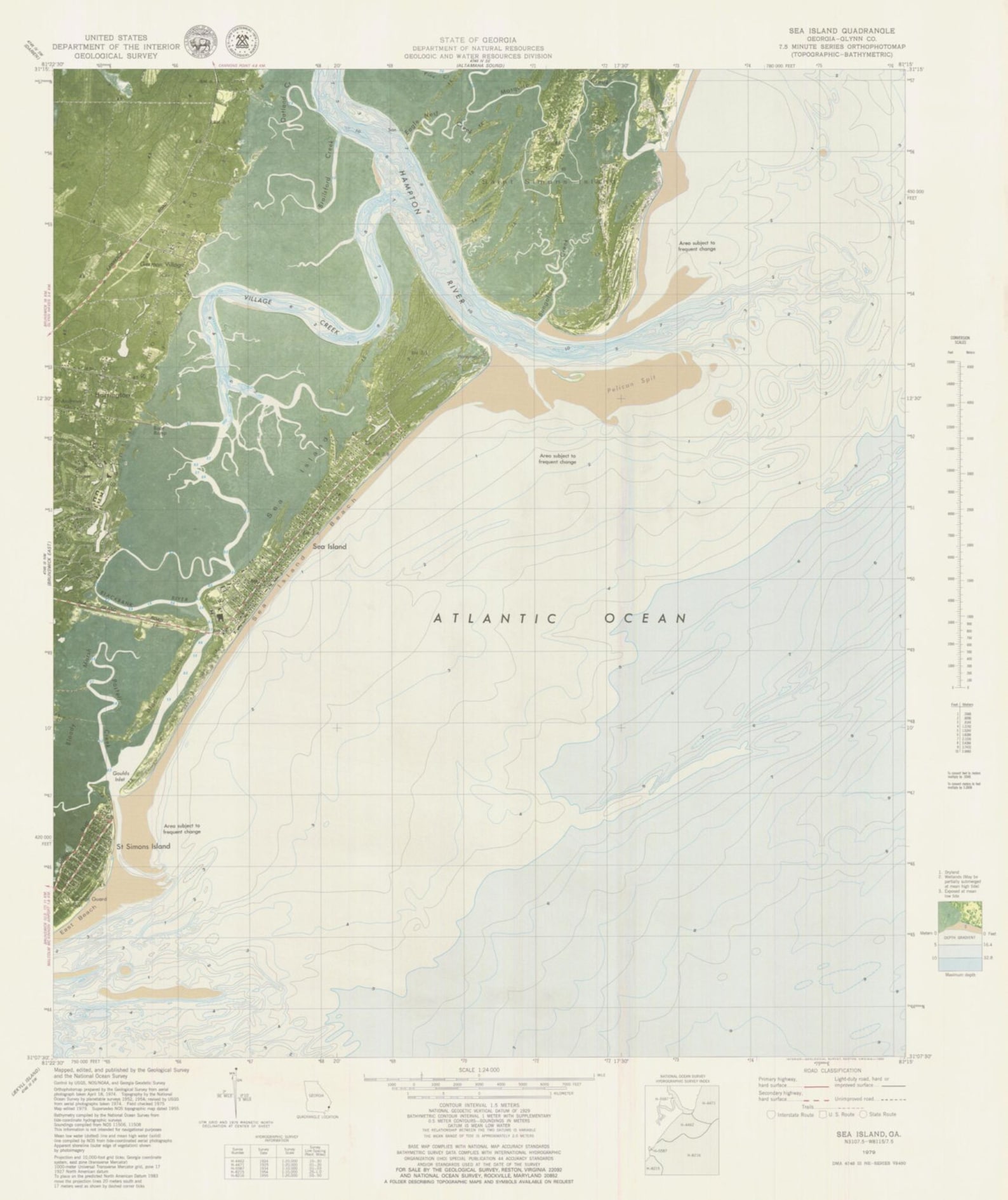 Sea Island Georgia Map 1979 portrait Orientation - Etsy