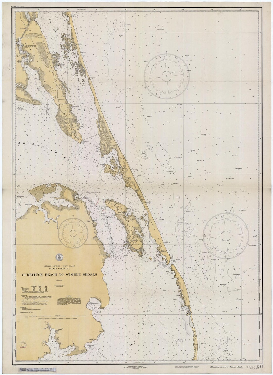 Currituck Beach to Wimble Shoals Map 1933 - Nautical Chart Print - Etsy