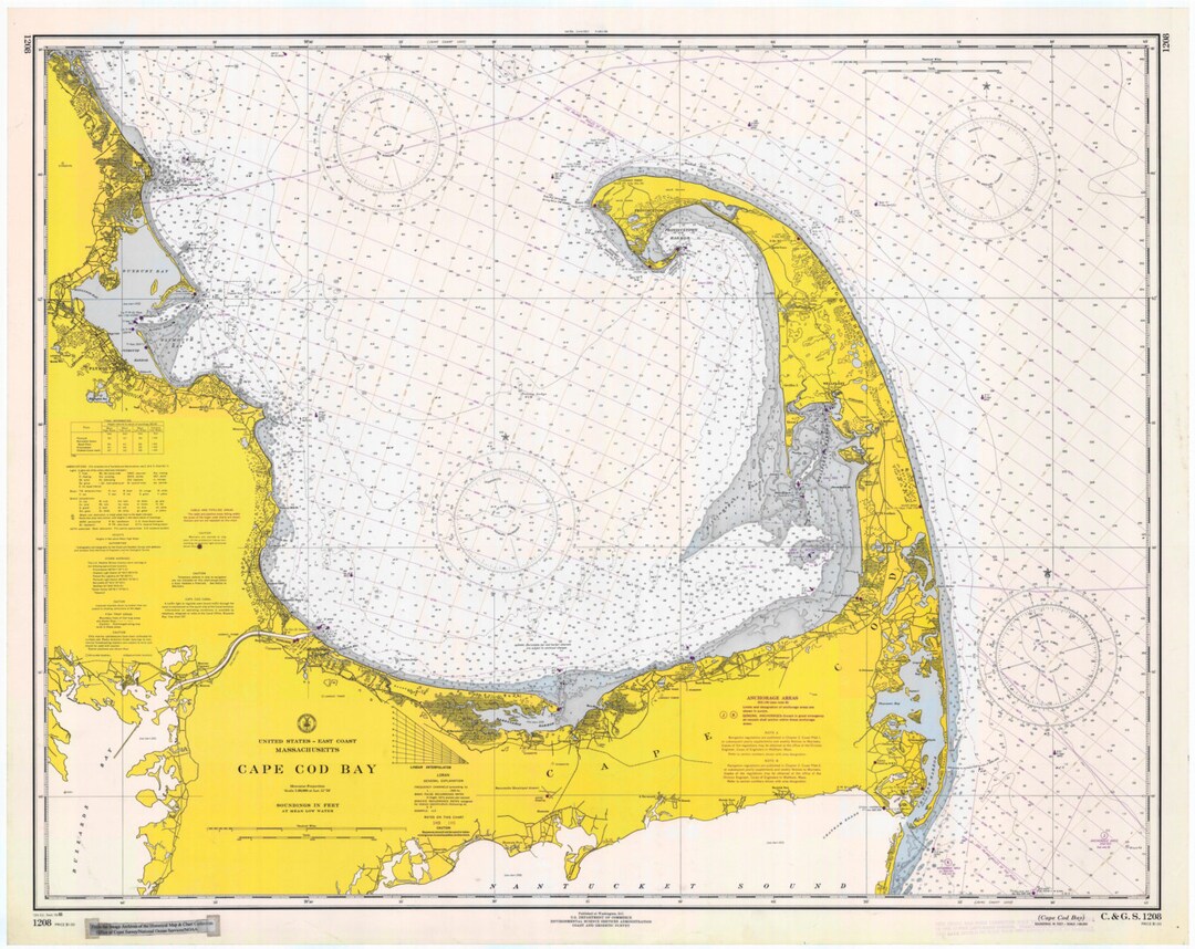 Cape Cod Bay Map 1966 - Nautical Chart Print - Etsy