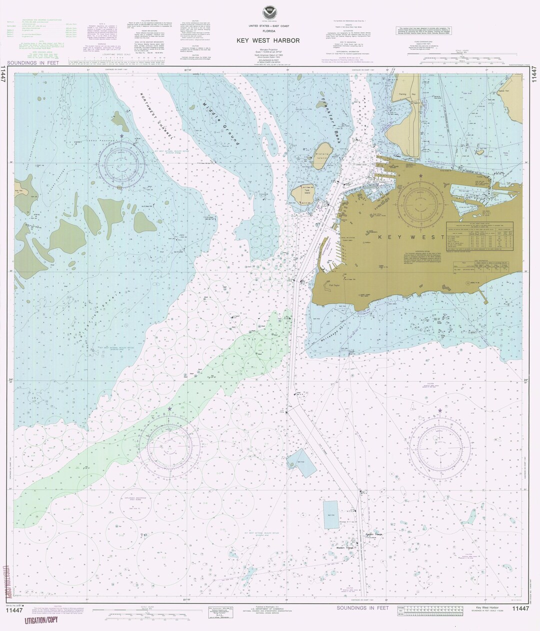 Key West Florida Nautical Chart Print: 1991 Historical Map - Etsy