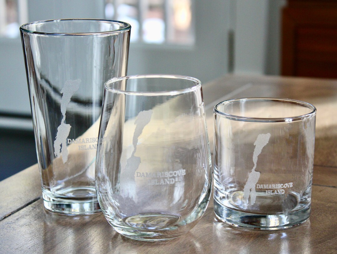 Damariscove Island Map Engraved Glasses - Etsy