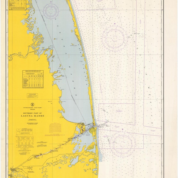 Nautical Map of Laguna Madre - Etsy UK