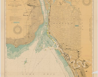 1918 Nautical Map of Buffalo Harbor New York - Etsy