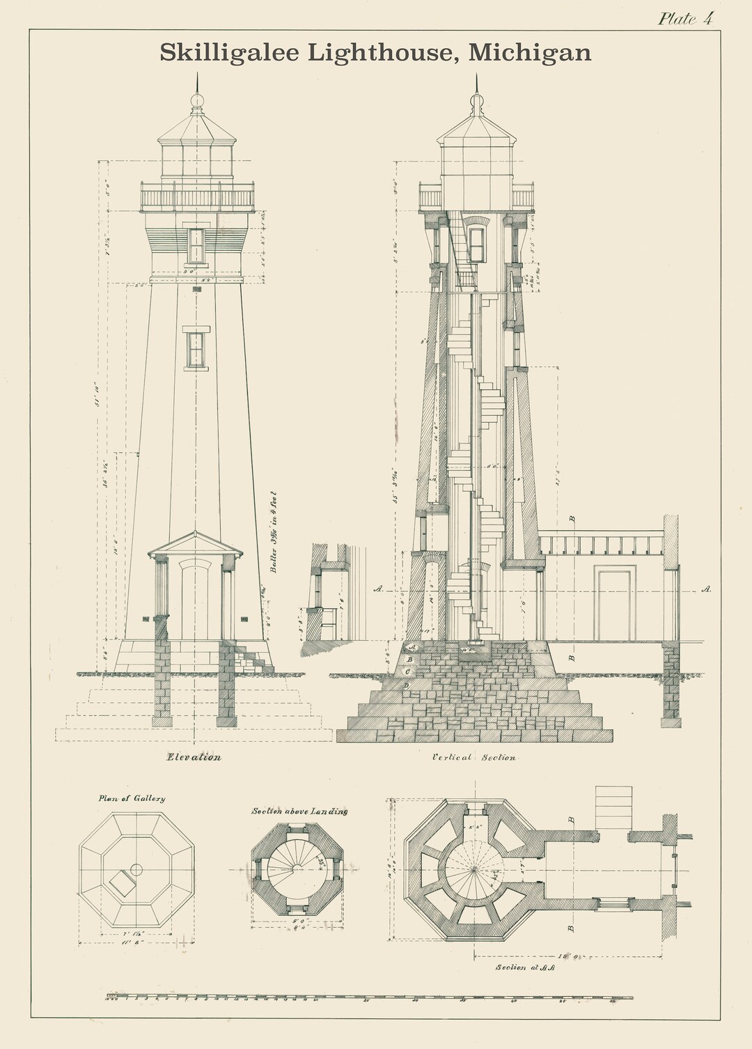 Skilligalee Lighthouse, Michigan - Etsy