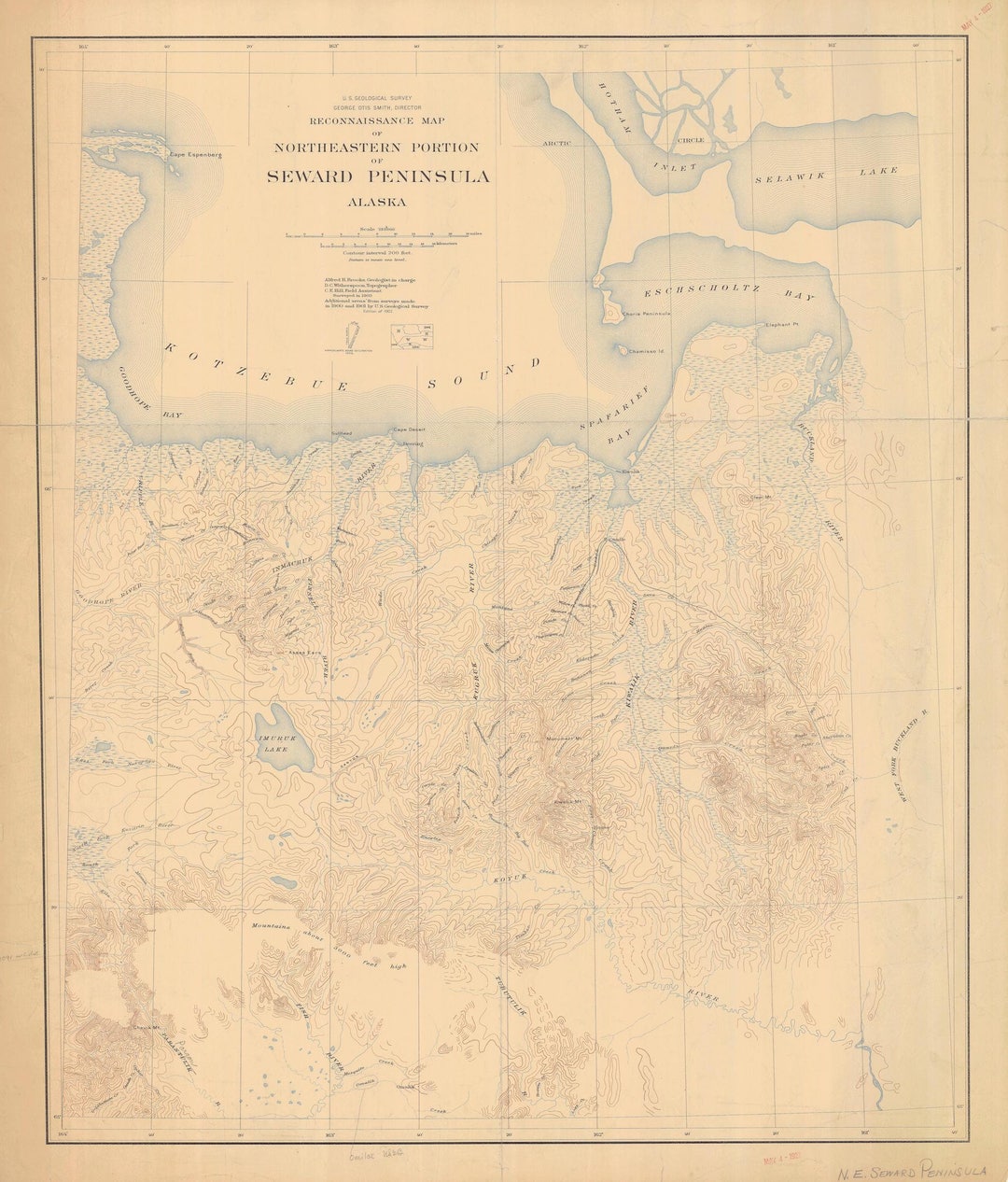 Seward Peninsula Map - Northeastern Portion - Alaska - 1907 - Nautical ...