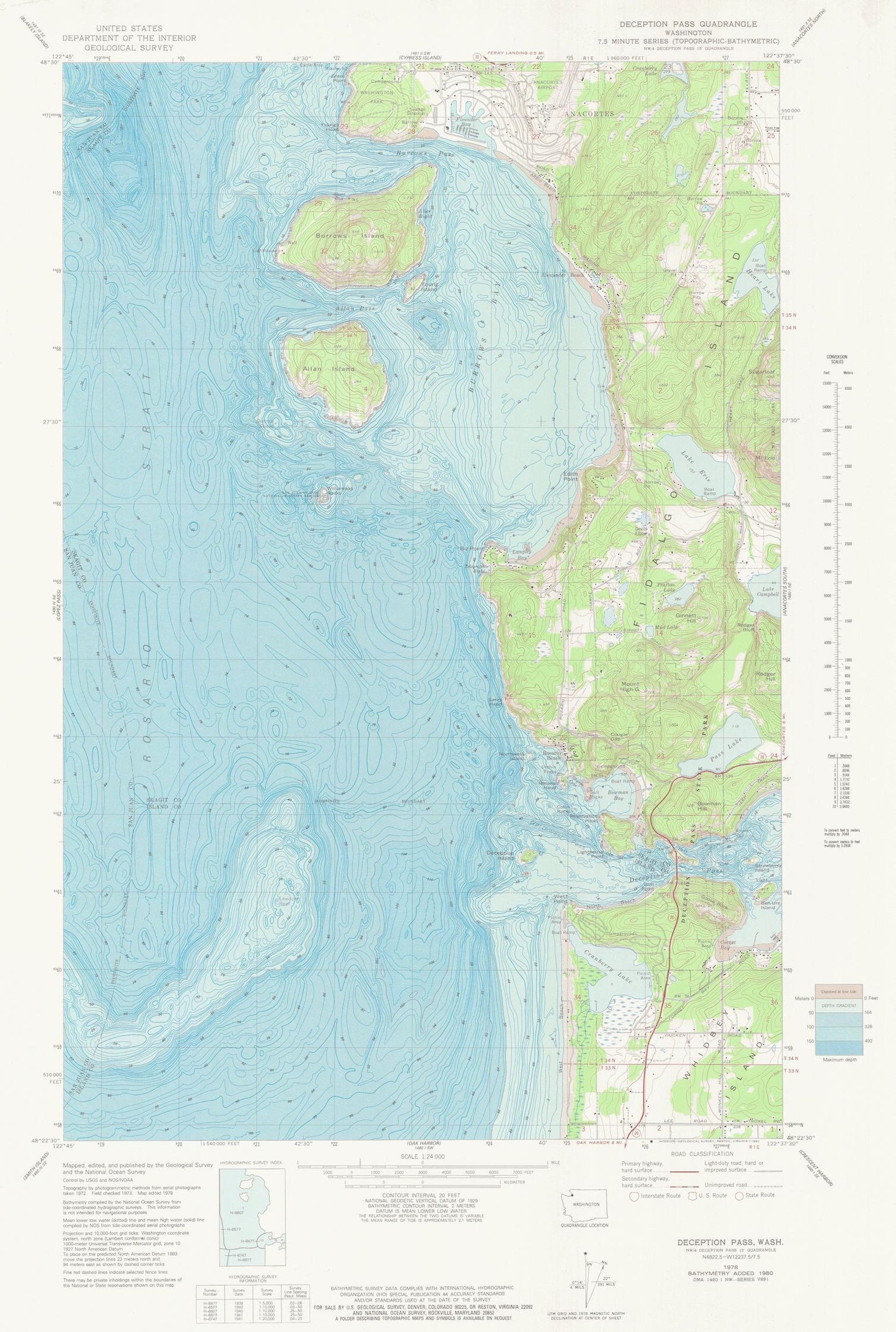 Deception Pass Topographic Map 1978 Nautical Chart Print - Etsy