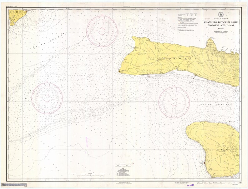Oahu Molokai and Lanai Map Hawaii Channels 1942 - Etsy