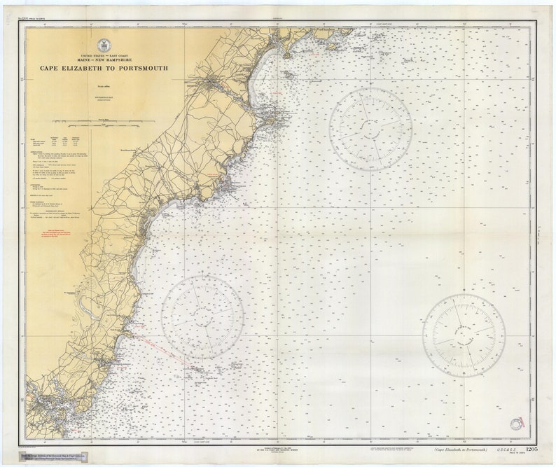 Cape Elizabeth to Portsmouth Map 1933 - Nautical Chart Print - Etsy