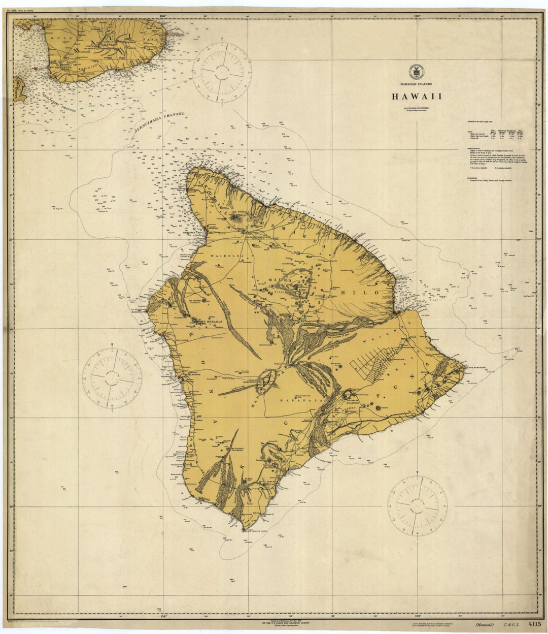 Hawaii Map 1917 - Nautical Chart Print - Etsy
