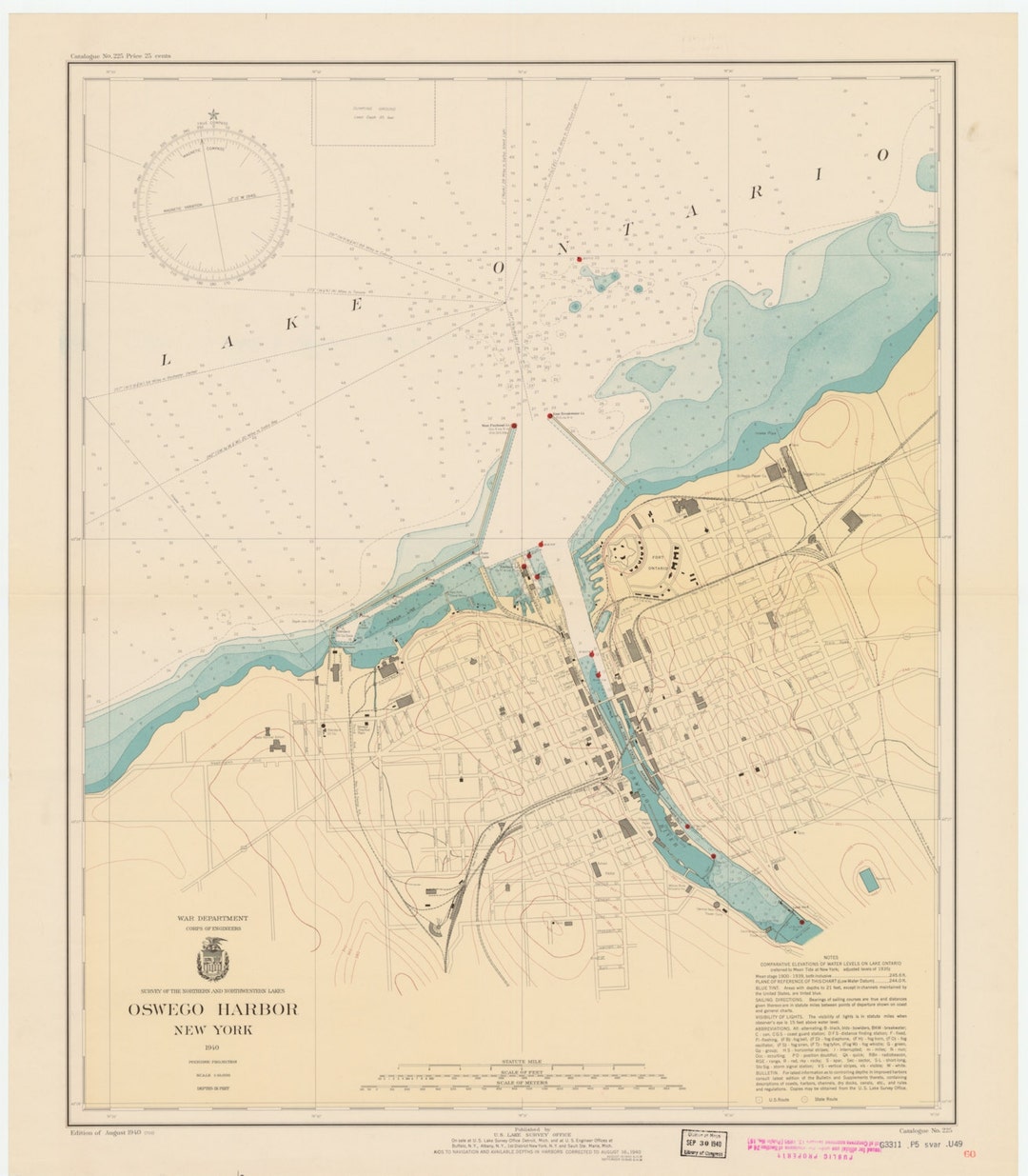 Oswego Harbor Map - 1940 - Nautical Chart Print - Etsy