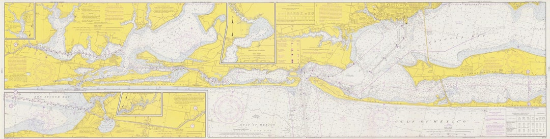 Pensacola Bay & Bon Secour Bay Map - 1973 - Nautical Chart Print - Etsy