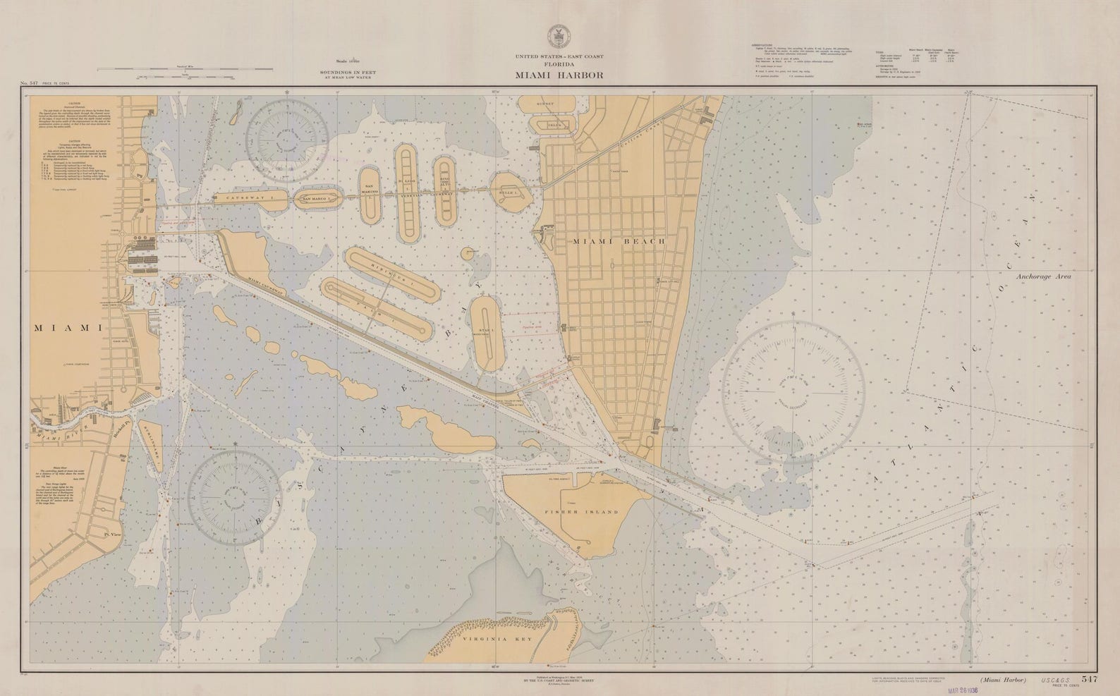 Miami Harbor Map 1936 - Nautical Chart Print - Etsy