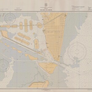 Miami Harbor Map 1936 - Nautical Chart Print - Etsy