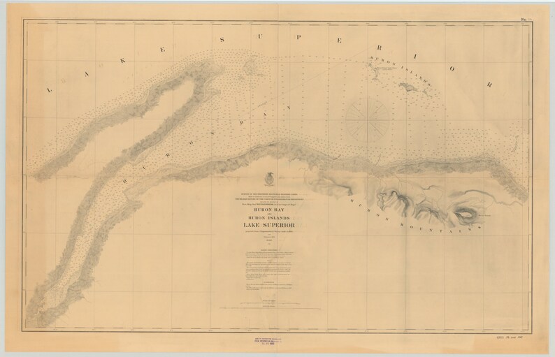 Lake Superior - Huron Bay - Historical Map 1895 - Nautical Chart Print ...