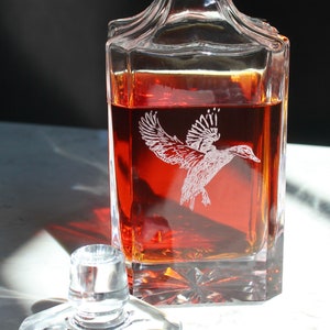 Duck Engraved Whiskey Decanter 26oz Square Crystal Decanter With ...