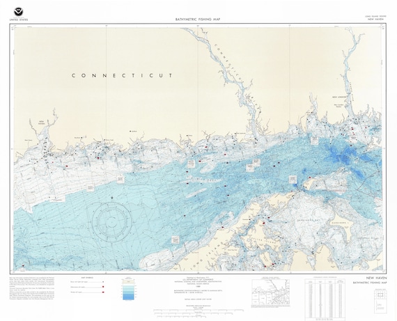 New Haven Bathymetric Fishing Map | Etsy