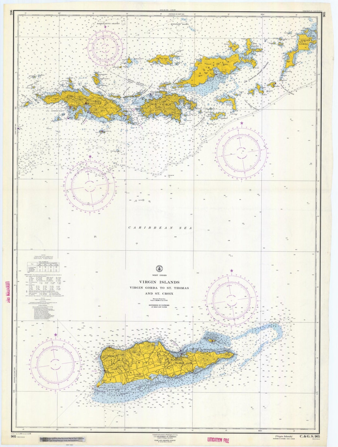 Virgin Islands (USVI & BVI) Map 1962 - Nautical Chart Print - Etsy