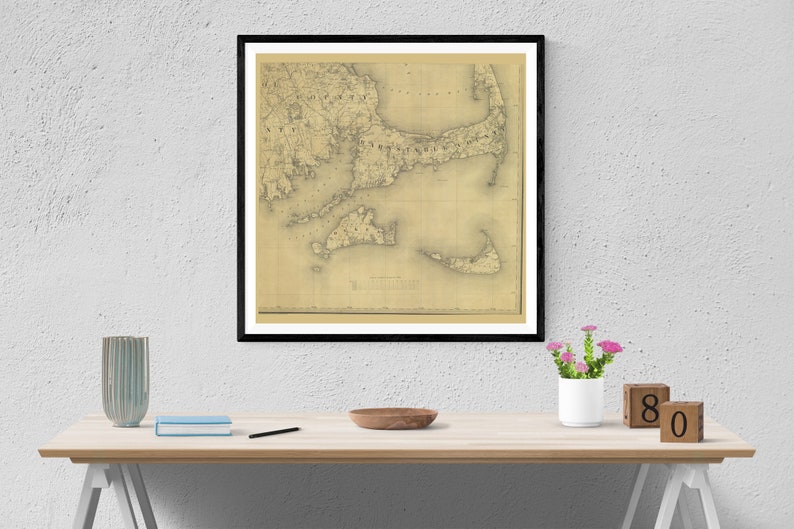 Cape Cod & Islands Map 1844 Nautical Chart Print | Etsy