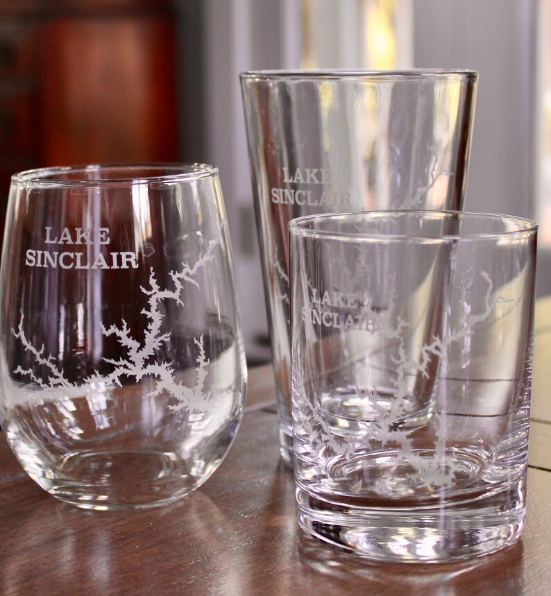 Lake Sinclair GA Map Glasses | Etsy