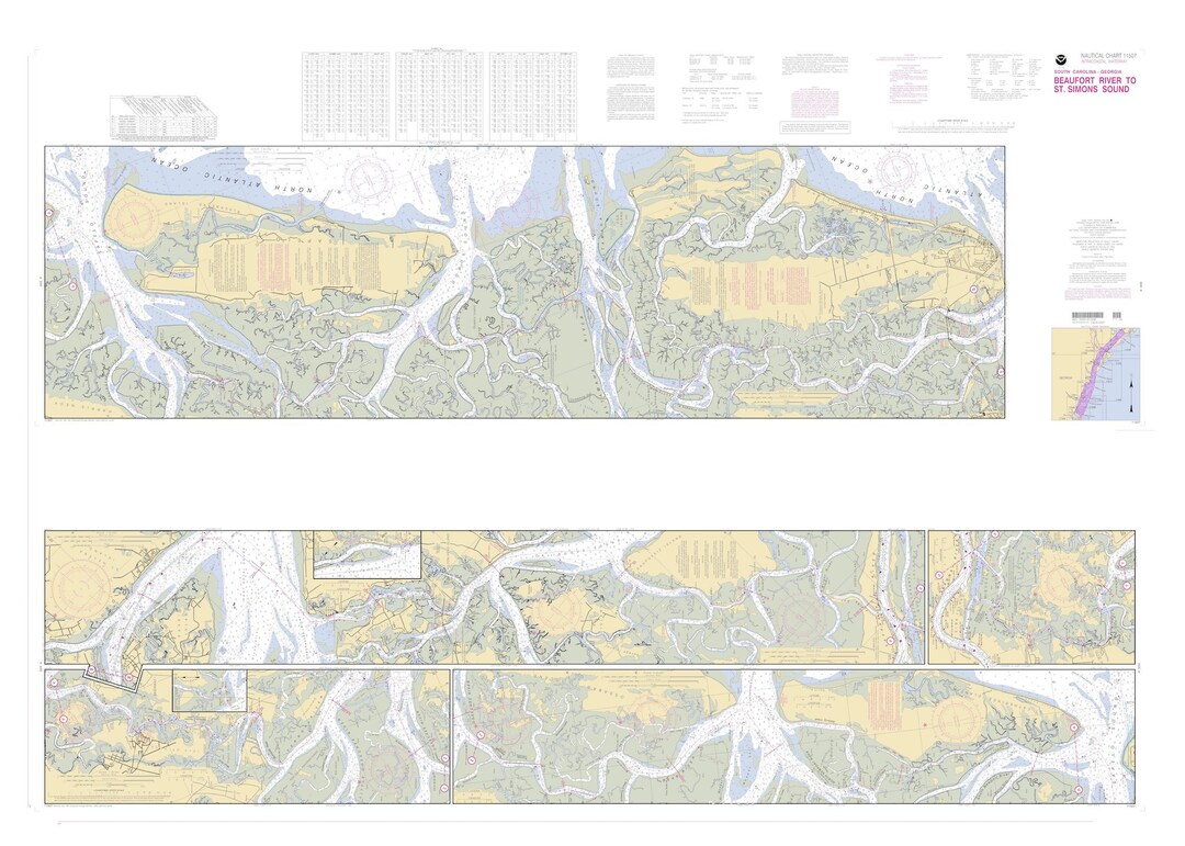 Beaufort River to St. Simons Sound - Nautical Chart Print - Etsy