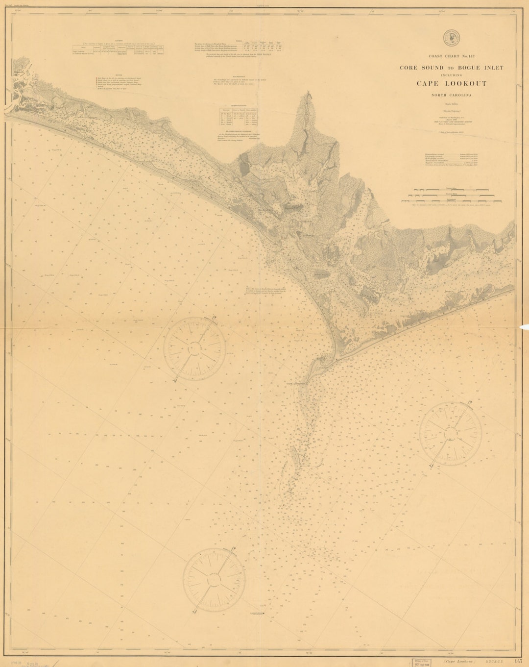 Cape Lookout - Core Sound to Bogue Inlet Historical Map 1905 - Nautical ...