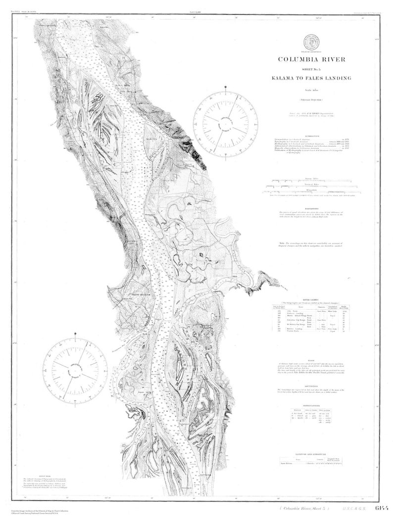 Columbia River - Kalama to Fales Landing 1999 - Nautical Chart Print - Etsy