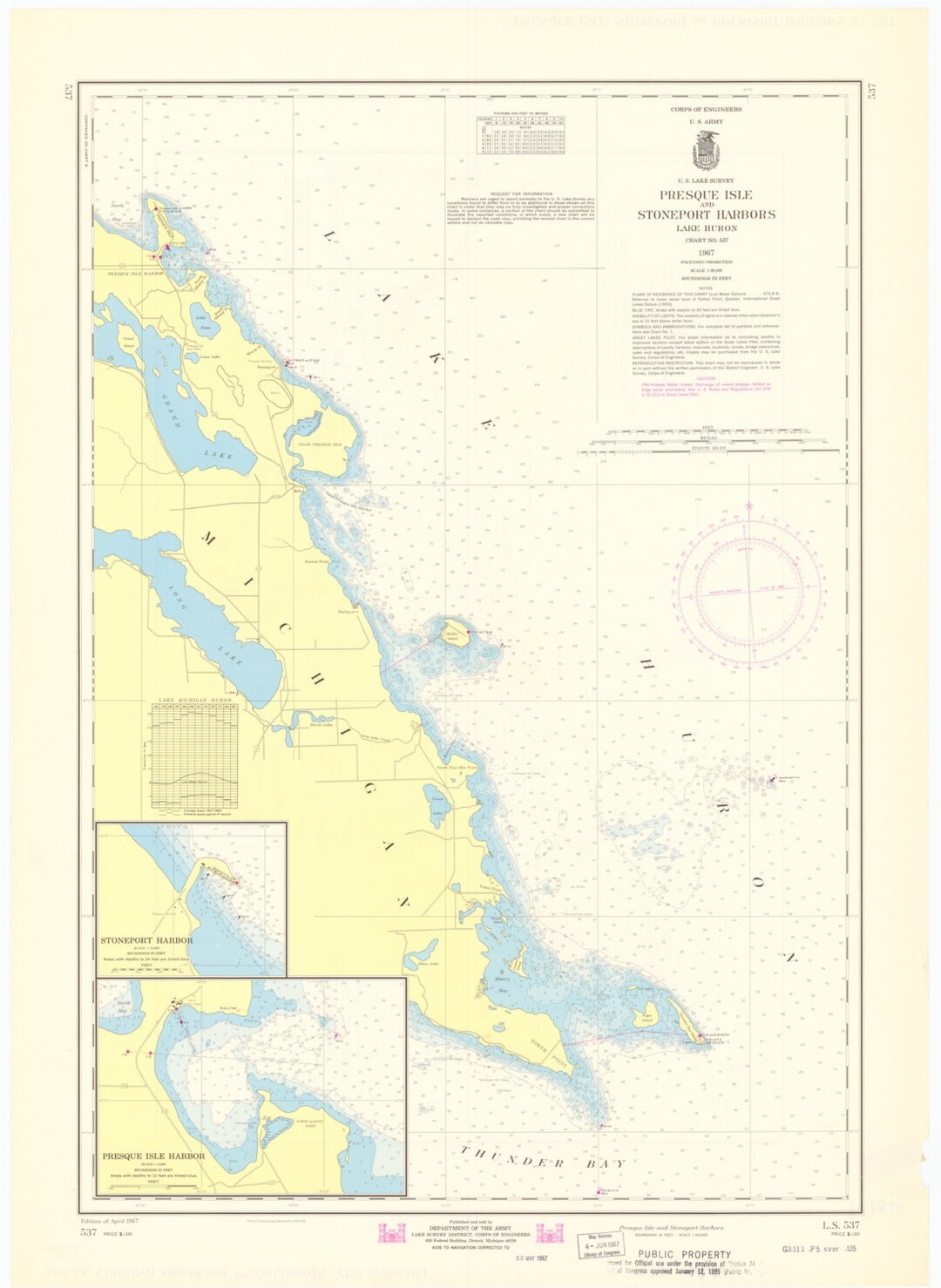 Lake Huron Saginaw Bay Map 1967 Nautical Chart Print - Etsy España