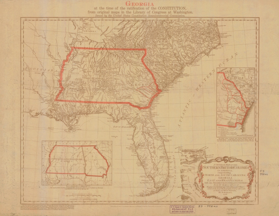 Georgia 1776 Historical Map - Etsy
