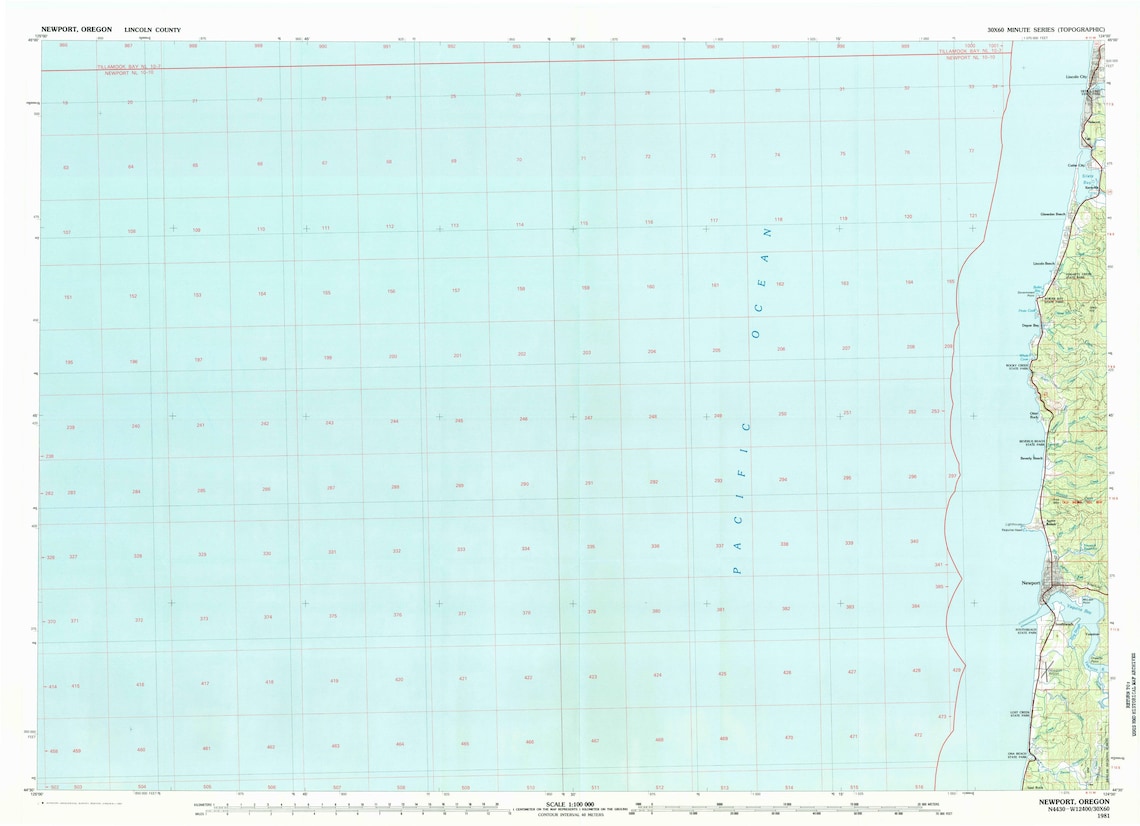 Newport Oregon Topographic Map 1981 Nautical Chart Print - Etsy