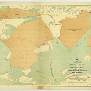 Virginia Public Oyster Grounds Chart #29 1895 - Nautical Chart Print - Etsy