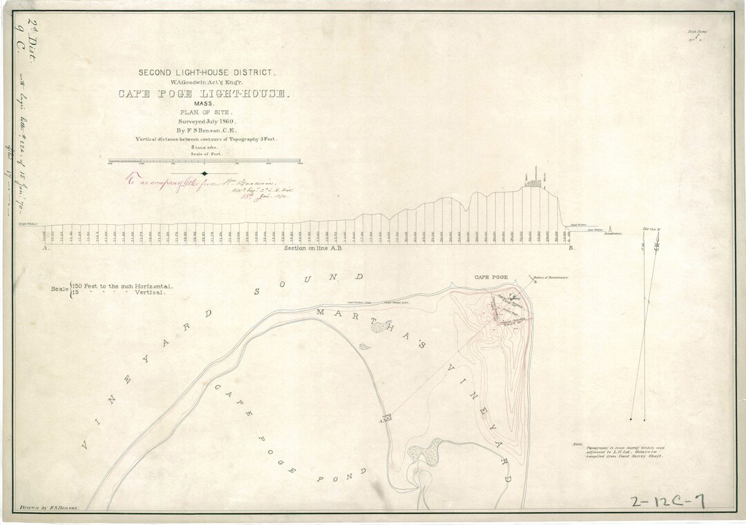 Cape Poge Lighthouse Site Plan - Martha's Vineyard - 1869 - Etsy