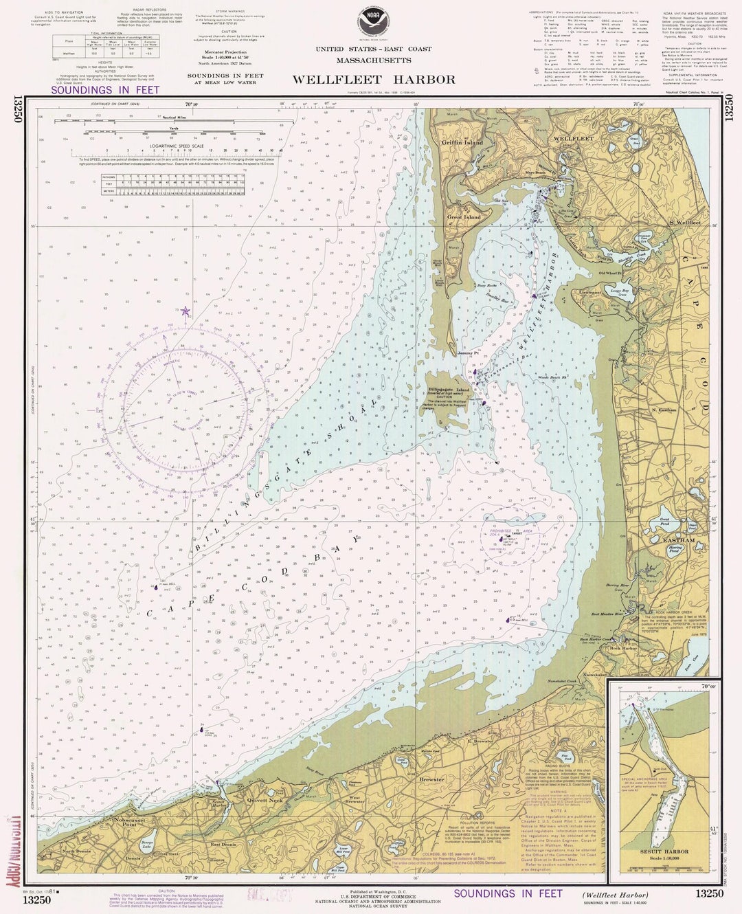 Wellfleet Harbor Map 1981 - Nautical Chart Print - Etsy
