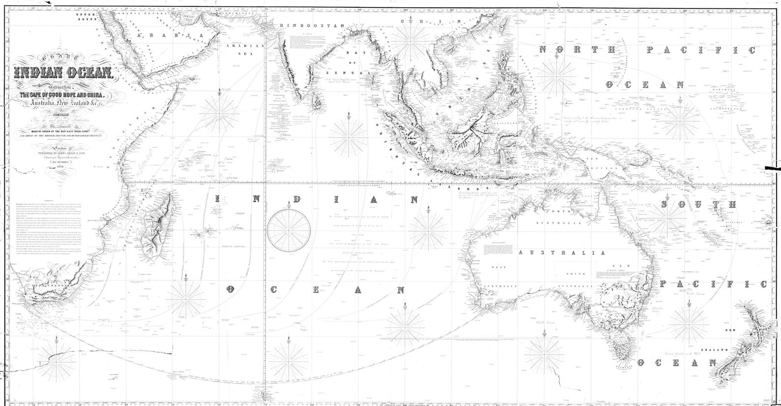 Indian Ocean Map 1853 - Etsy