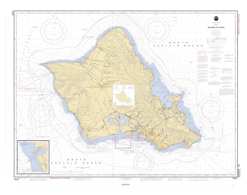 Oahu Map 2006 - Nautical Chart Print - Etsy