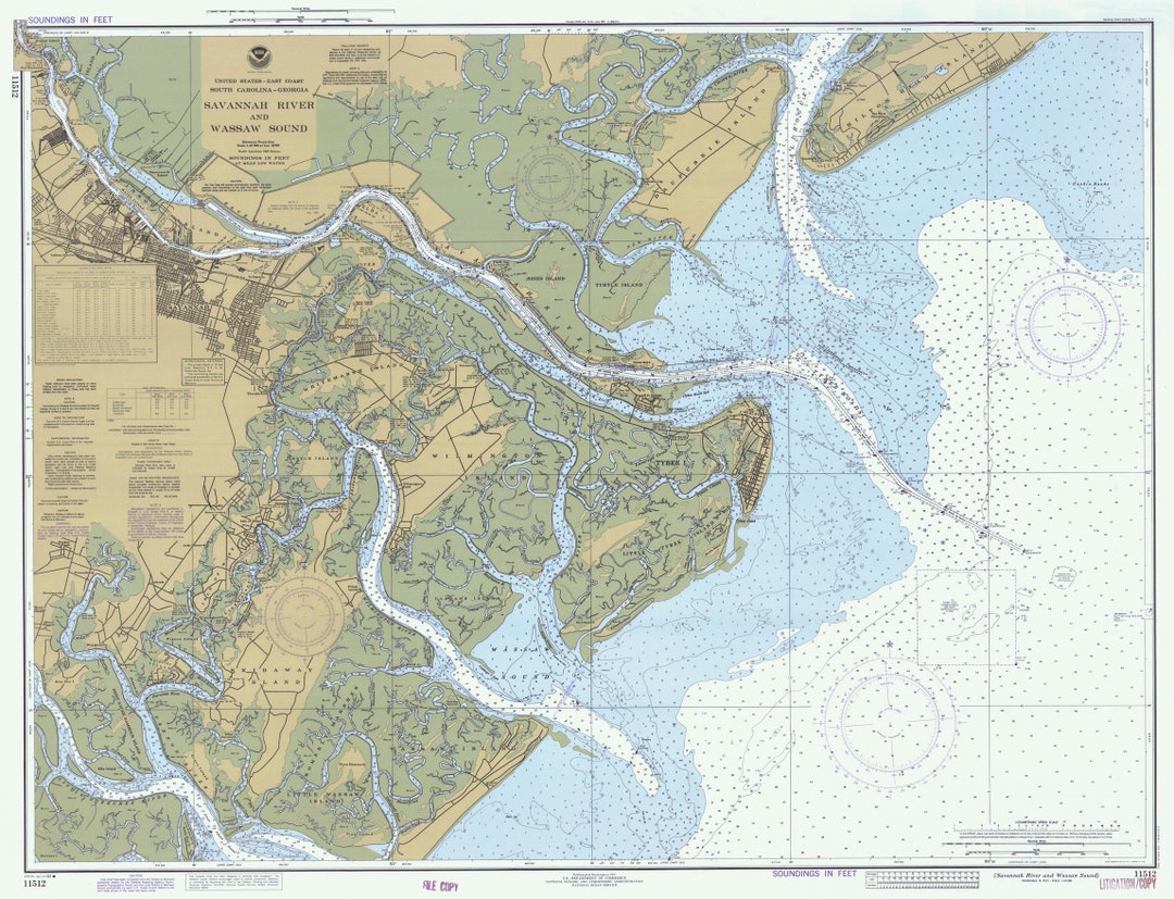 Savannah River & Wassaw Sound Map 1984 - Nautical Chart Print - Etsy