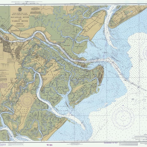 Beaufort River to St. Simons Sound Nautical Chart Print - Etsy