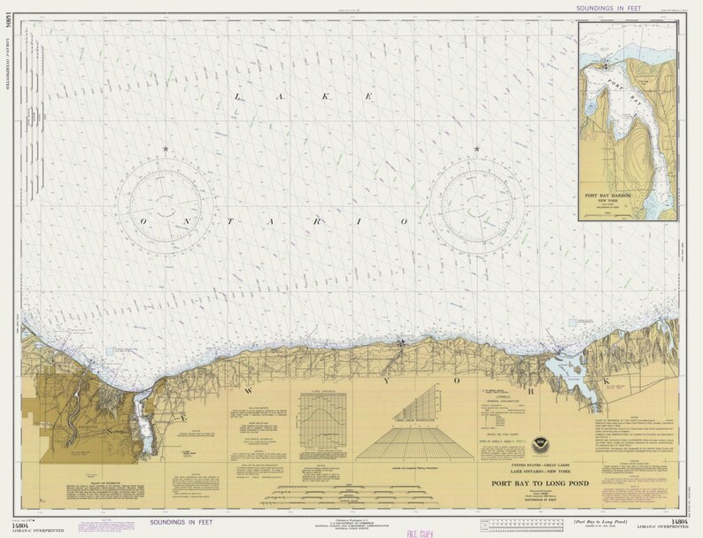 Lake Ontario - Port Bay to Long Pond Map 1981 - Nautical Chart Print - Etsy