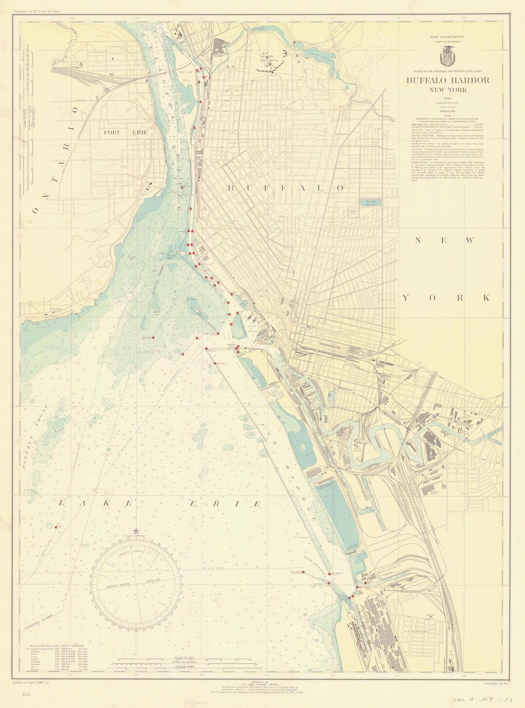 Buffalo Harbor Map 1938 - Nautical Chart Print - Etsy