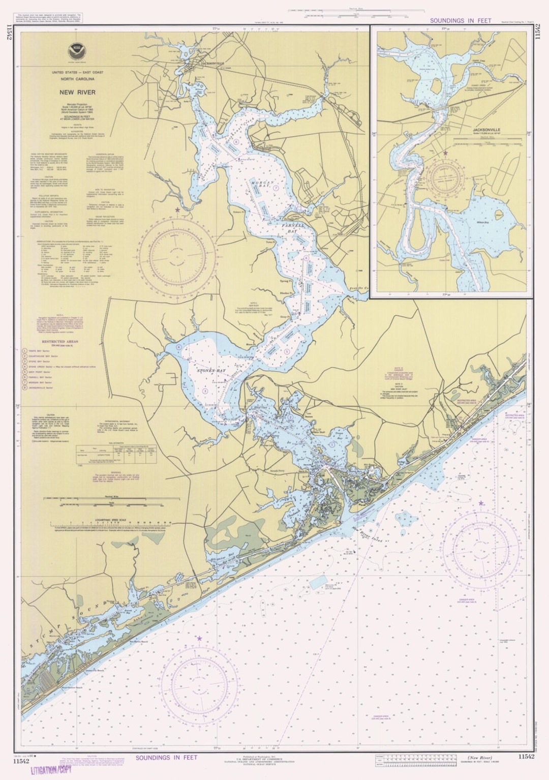 New River Map - 1990 - Nautical Chart Print - Etsy